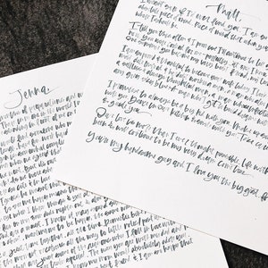CUSTOM VOWS Calligraphy Wedding Vows, Brush Lettered Wedding Vows ...