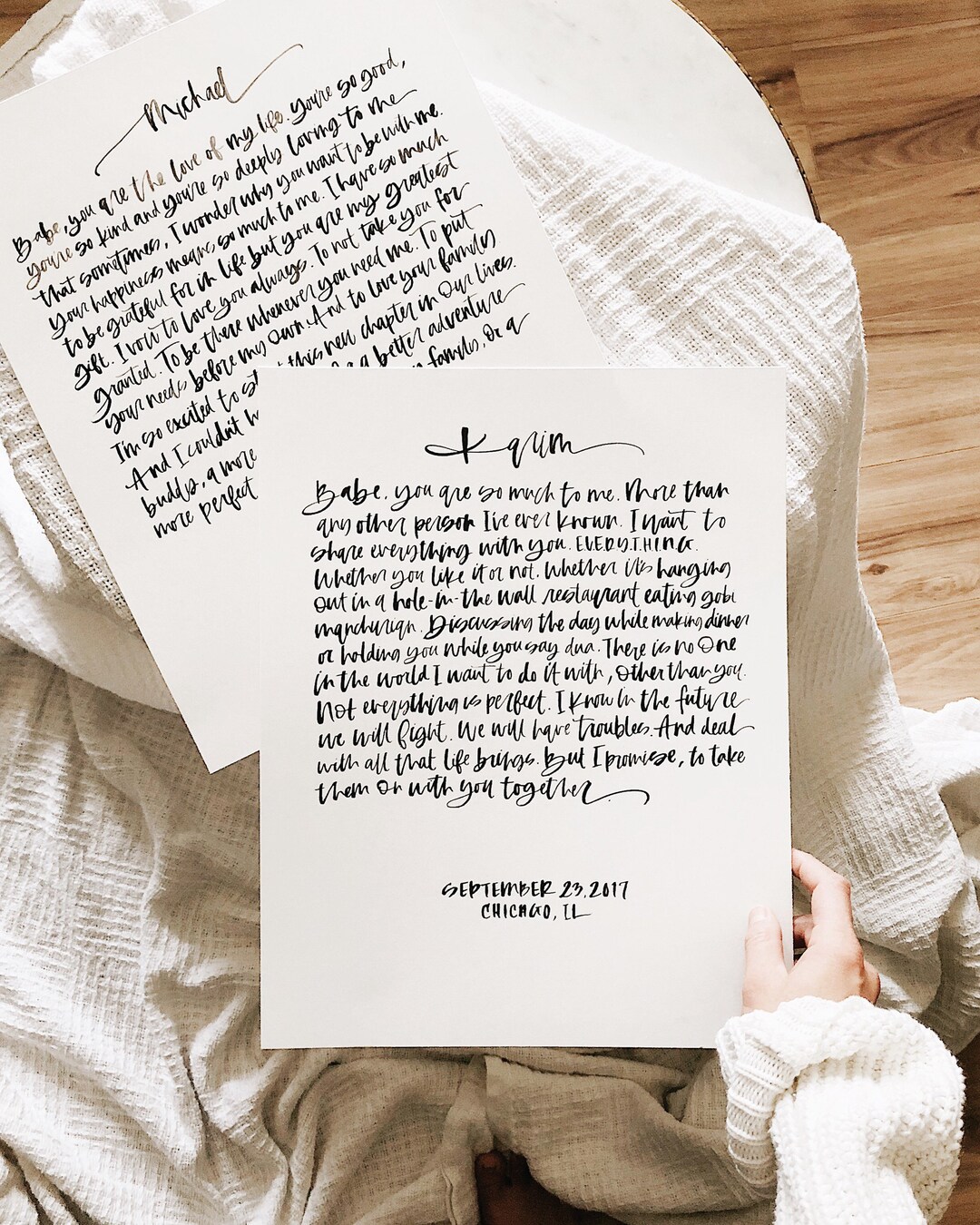 CUSTOM VOWS Calligraphy Wedding Vows, Brush Lettered Wedding Vows ...