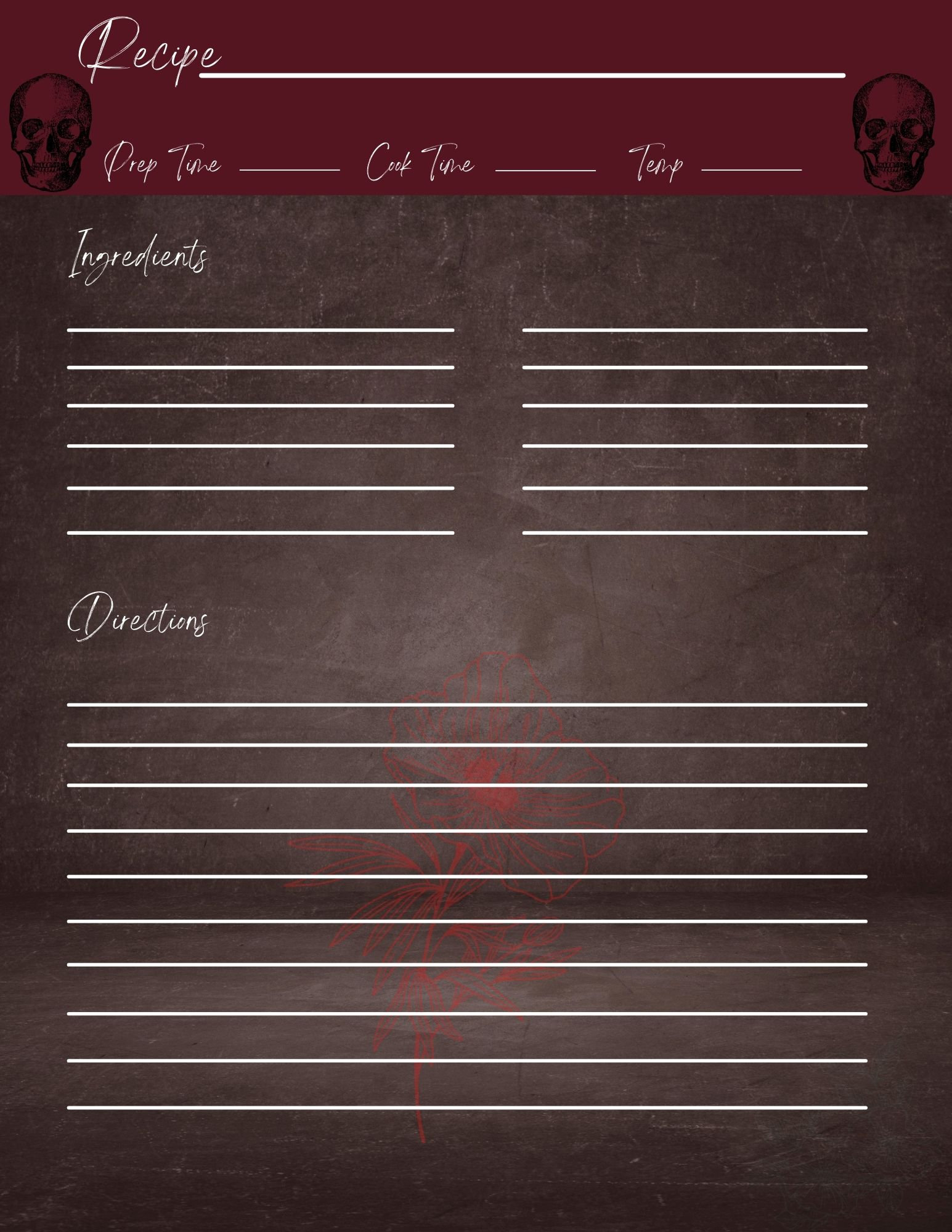 Blank Recipe Template - Etsy