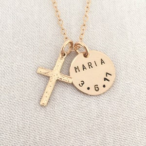 Gold Baby Cross Necklace Baby Girl First Communion Gift | Etsy