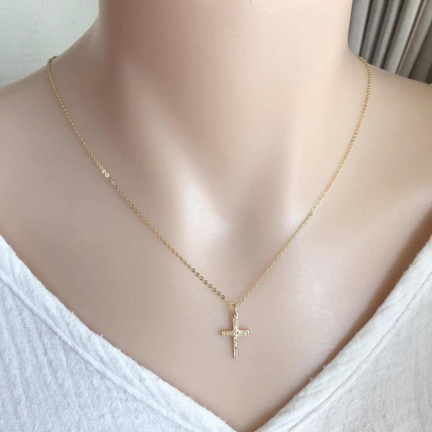 Simple Gold Filled Cross Necklace, First Communion Necklace, Baby ...
