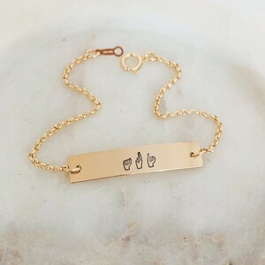 Personalised ASL Bracelet, Sign Language Jewelry, Name Bracelet, Hand ...