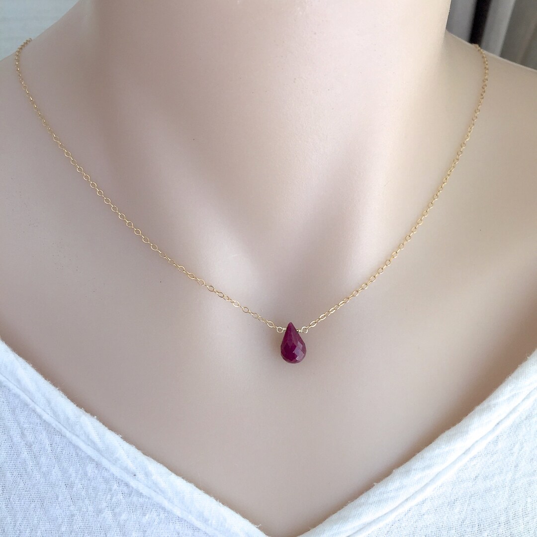 Genuine Ruby Necklace, July Birthstone, Choker Necklace, Gemstone ...