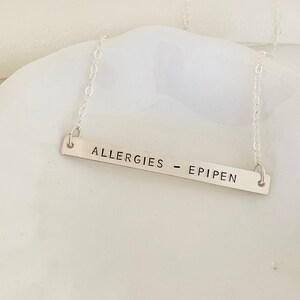 Sterling Silver Medical ID Necklace, Gold Allergy Necklace, Type 1 ...