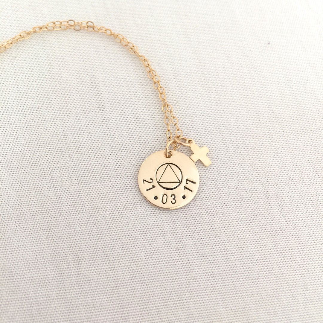 Personalized Sobriety Necklace, Sober Anniversary, Addiction Recovery ...