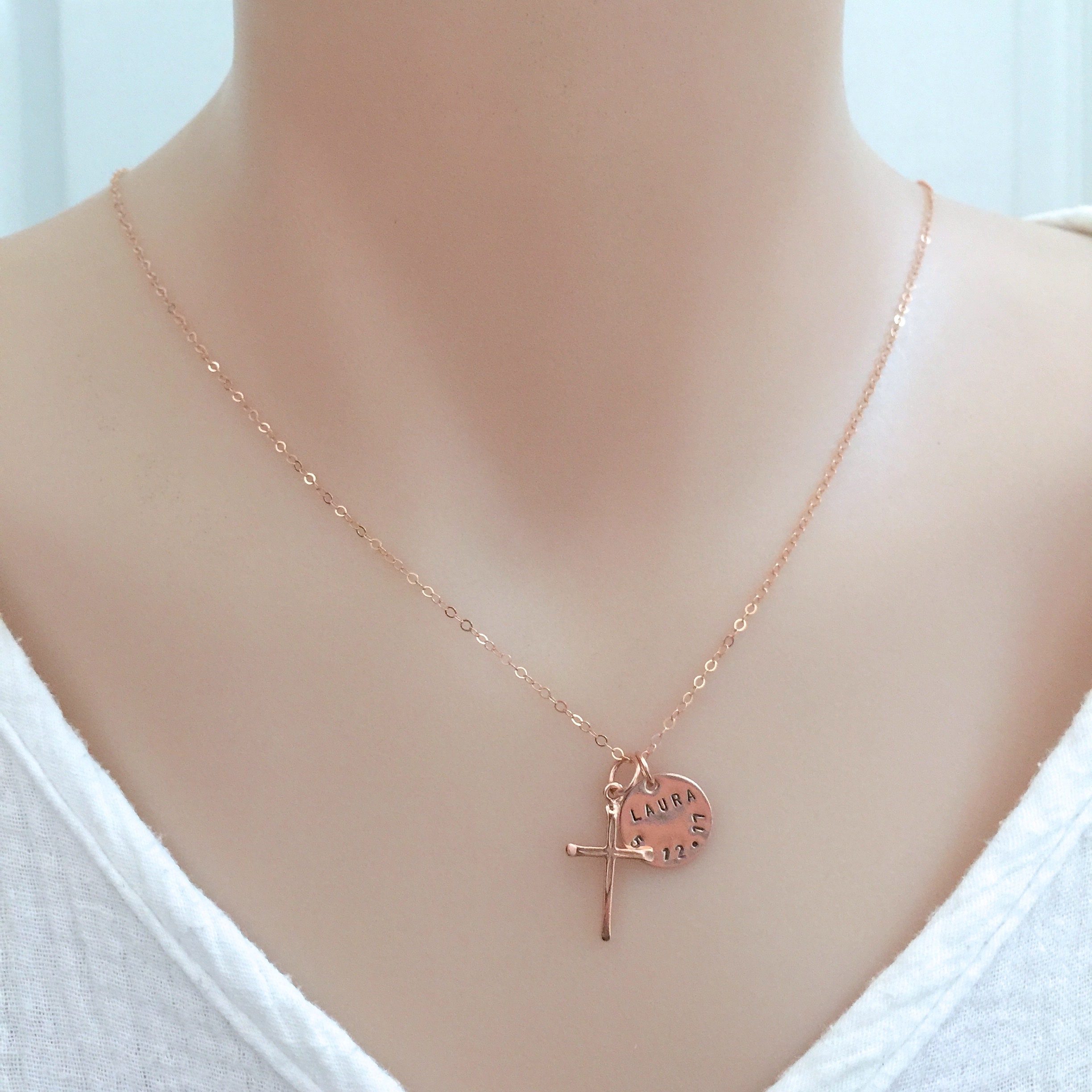 Personalised Baby Girl or Boy Baptism Necklace, First Communion Gift ...