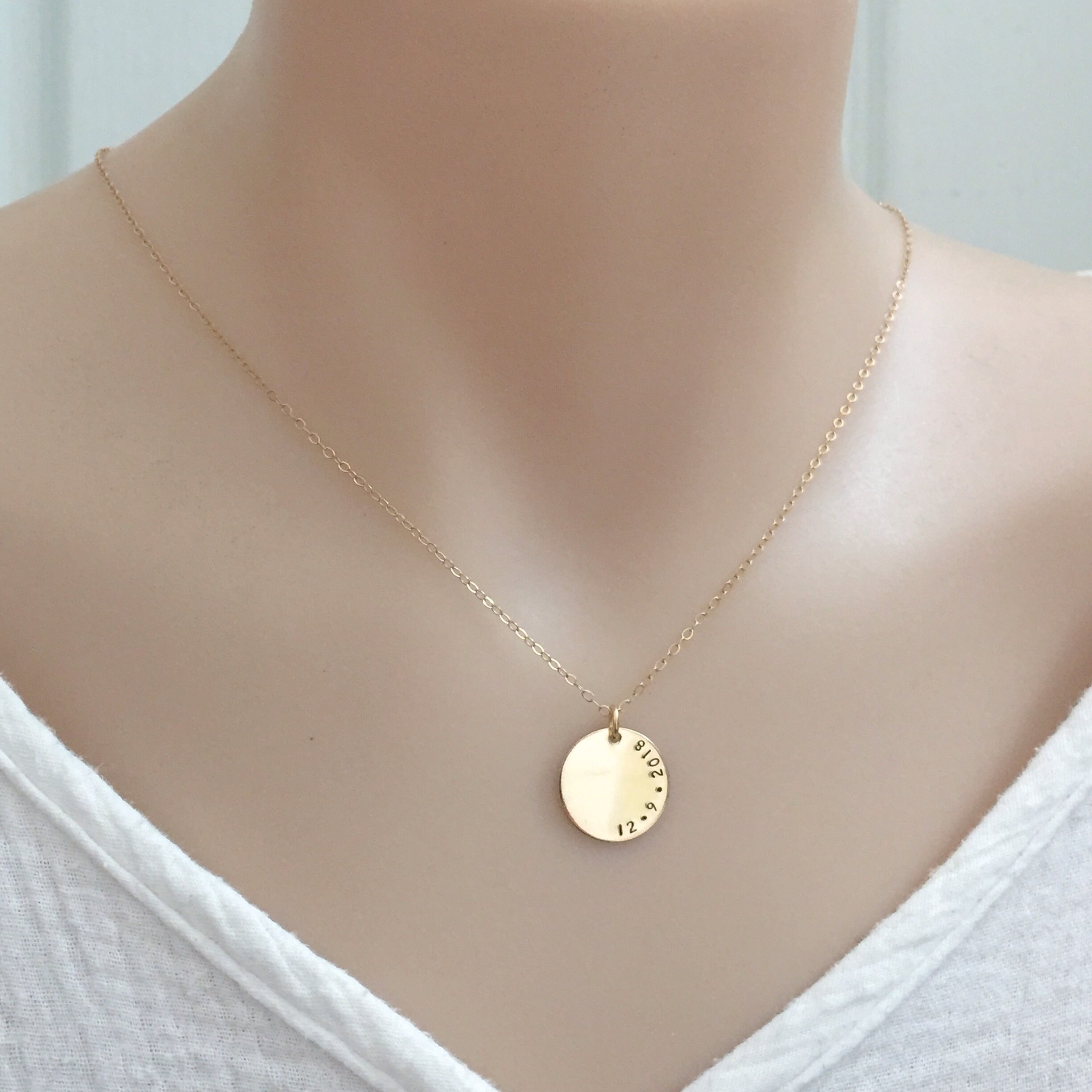 Personalised Disc Necklace, Name Jewelry, Roman Numeral Necklace ...