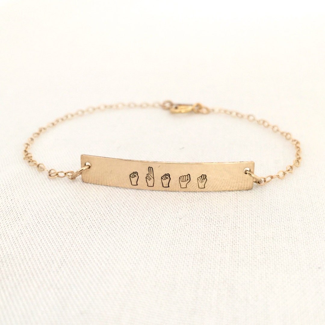 Personalised ASL Bracelet Sign Language Jewelry Name - Etsy