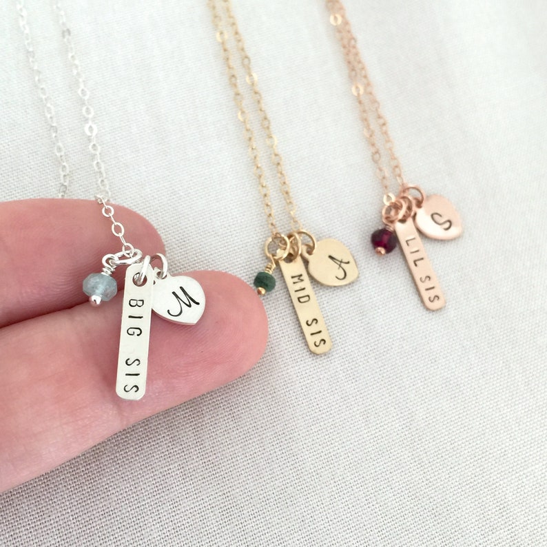 Personalized Sisters Necklace, Initial Necklace, Sister Jewelry, Big ...
