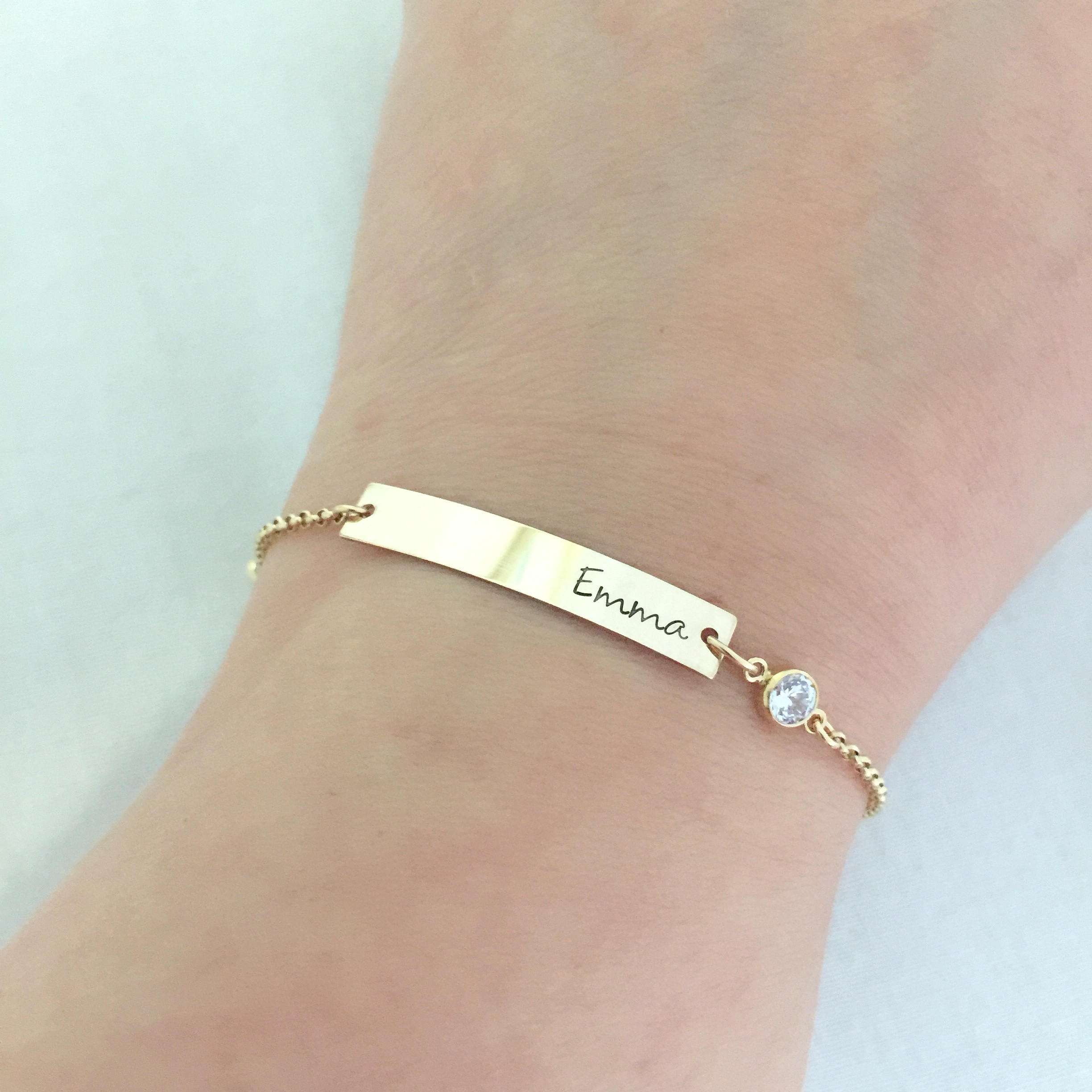 Baby Girl Bar Bracelet Gold Bar With Crystal Bracelet Baby - Etsy