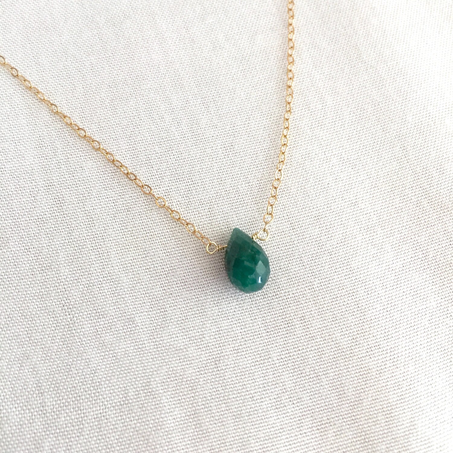 Gemstone Emerald Necklace May Birthstone Natural Gemstone | Etsy