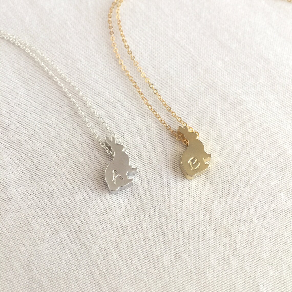 Personalized Sterling Silver Rabbit Necklace, Gold Rabbit, Rabbit Lover ...