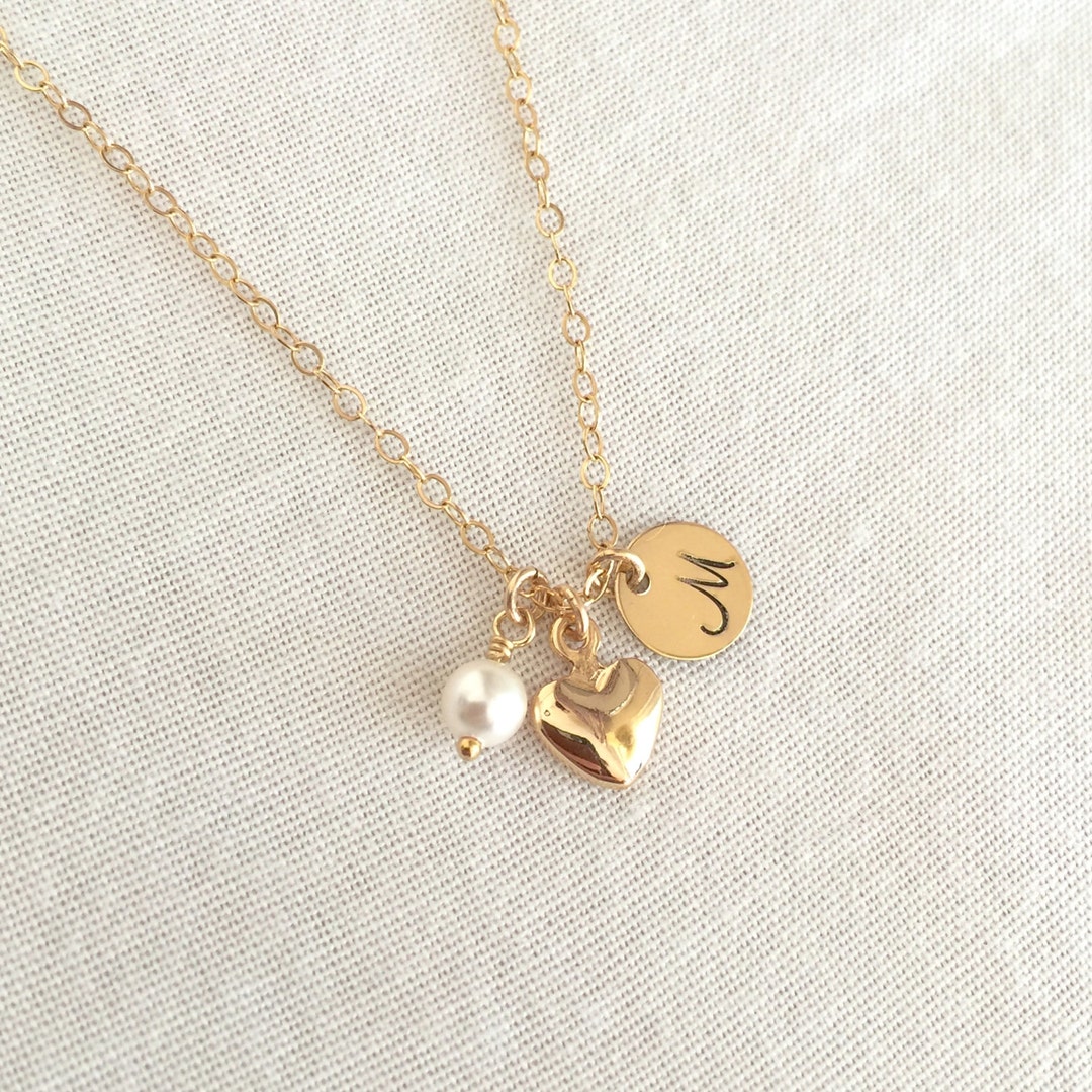 Little Girl Heart Initial Necklace, Child Necklace, Sterling Silver ...