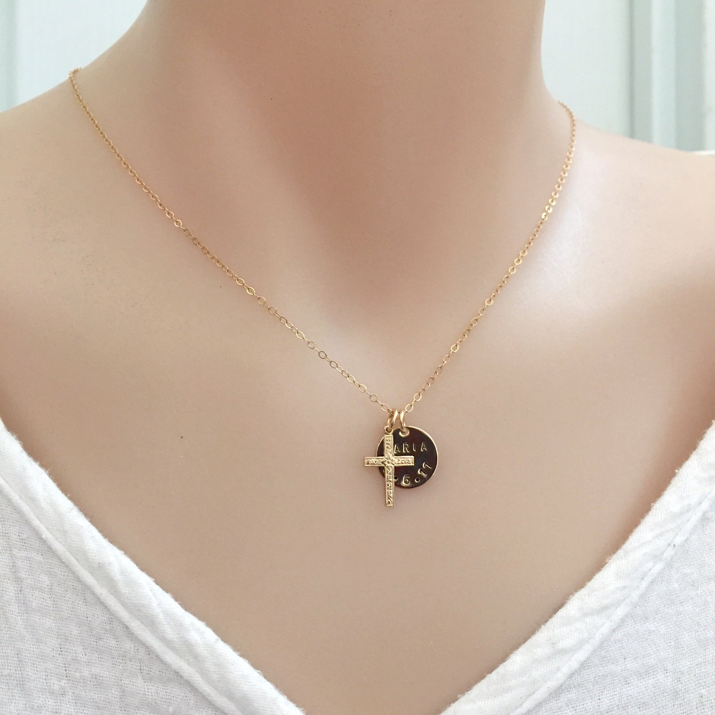 Gold Baby Cross Necklace Baby Girl First Communion Gift | Etsy