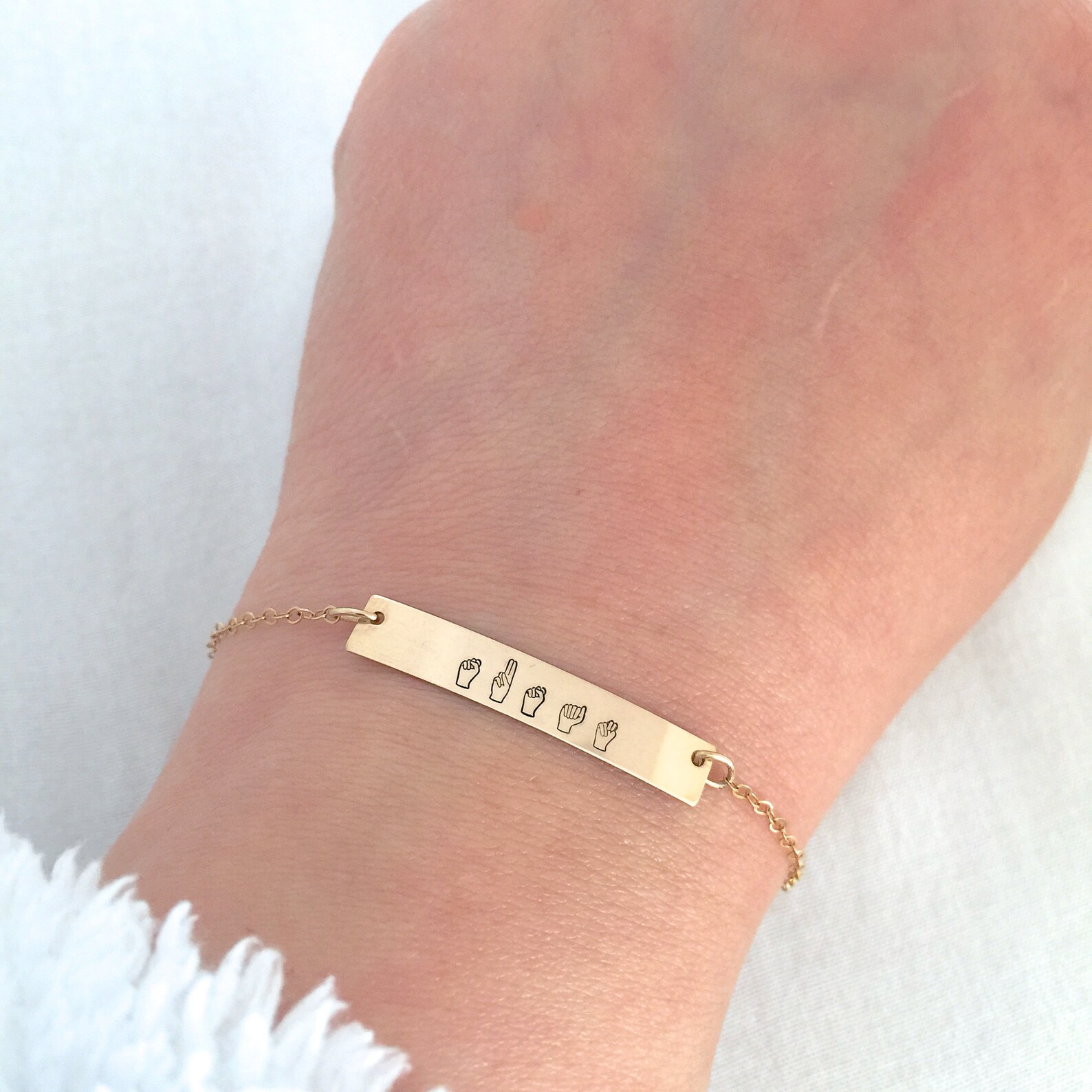 Personalised ASL Bracelet Sign Language Jewelry Name - Etsy