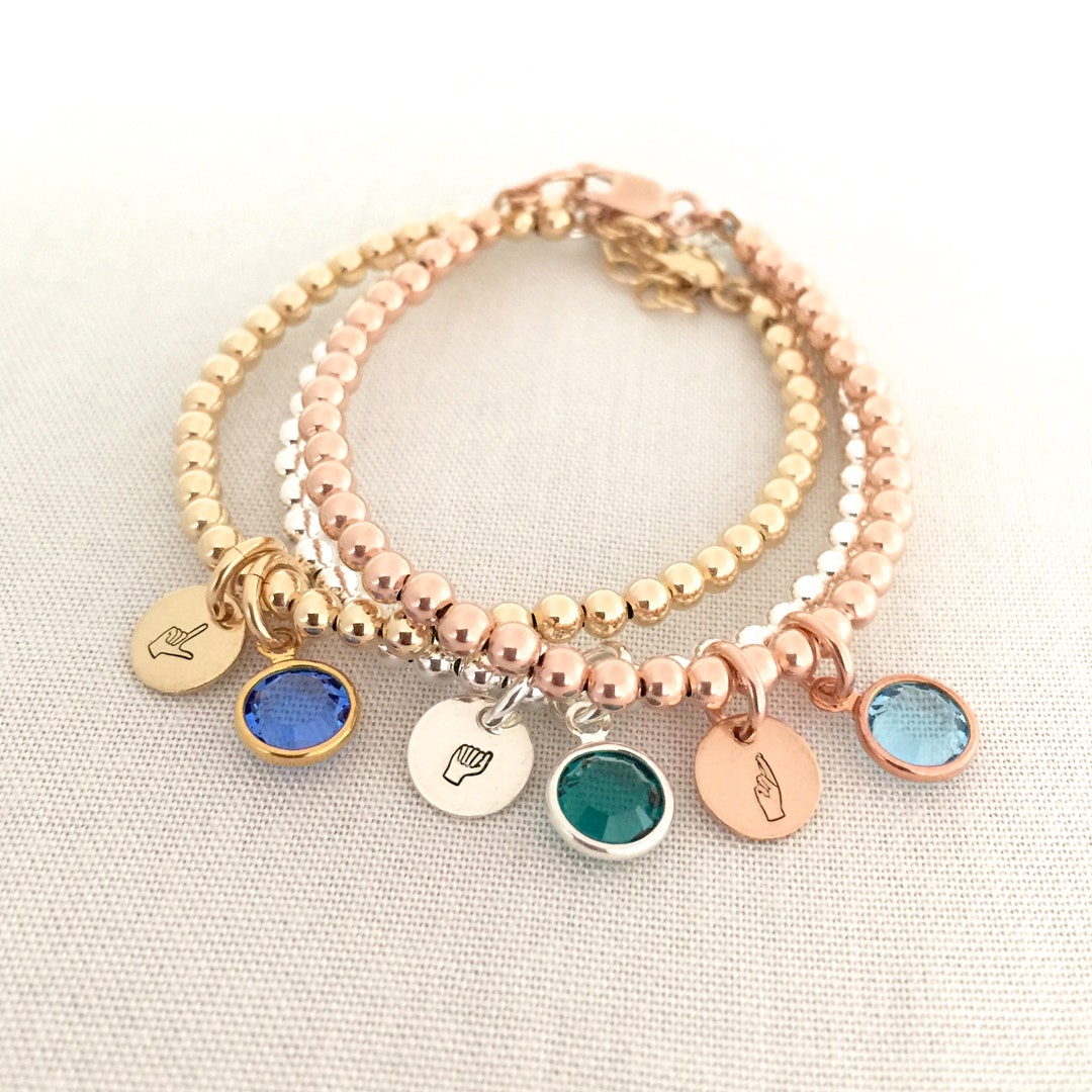 Personalised Sign Language Bracelet, ASL Jewelry, Initial Bracelet ...