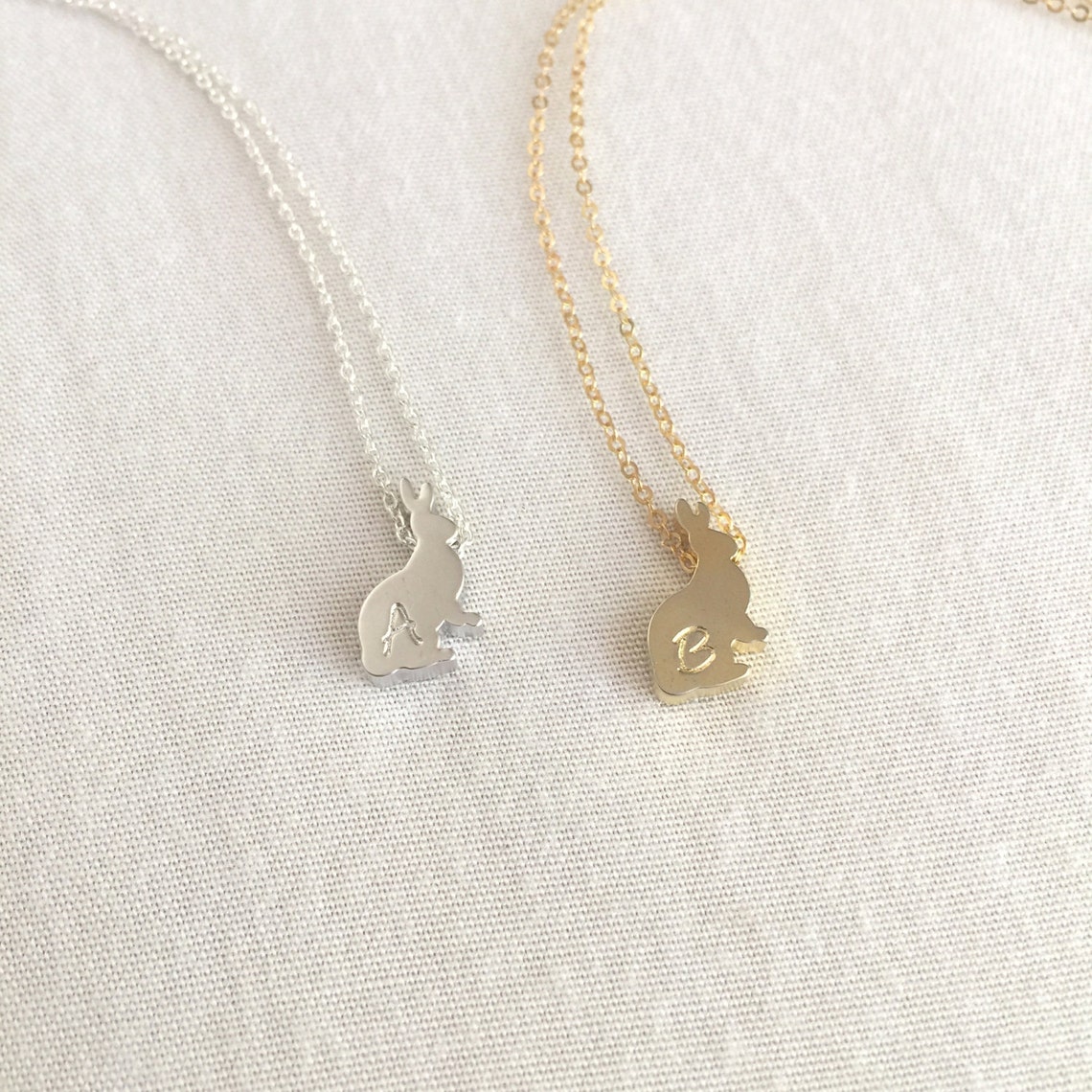 Personalized Sterling Silver Rabbit Necklace, Gold Rabbit, Rabbit Lover ...