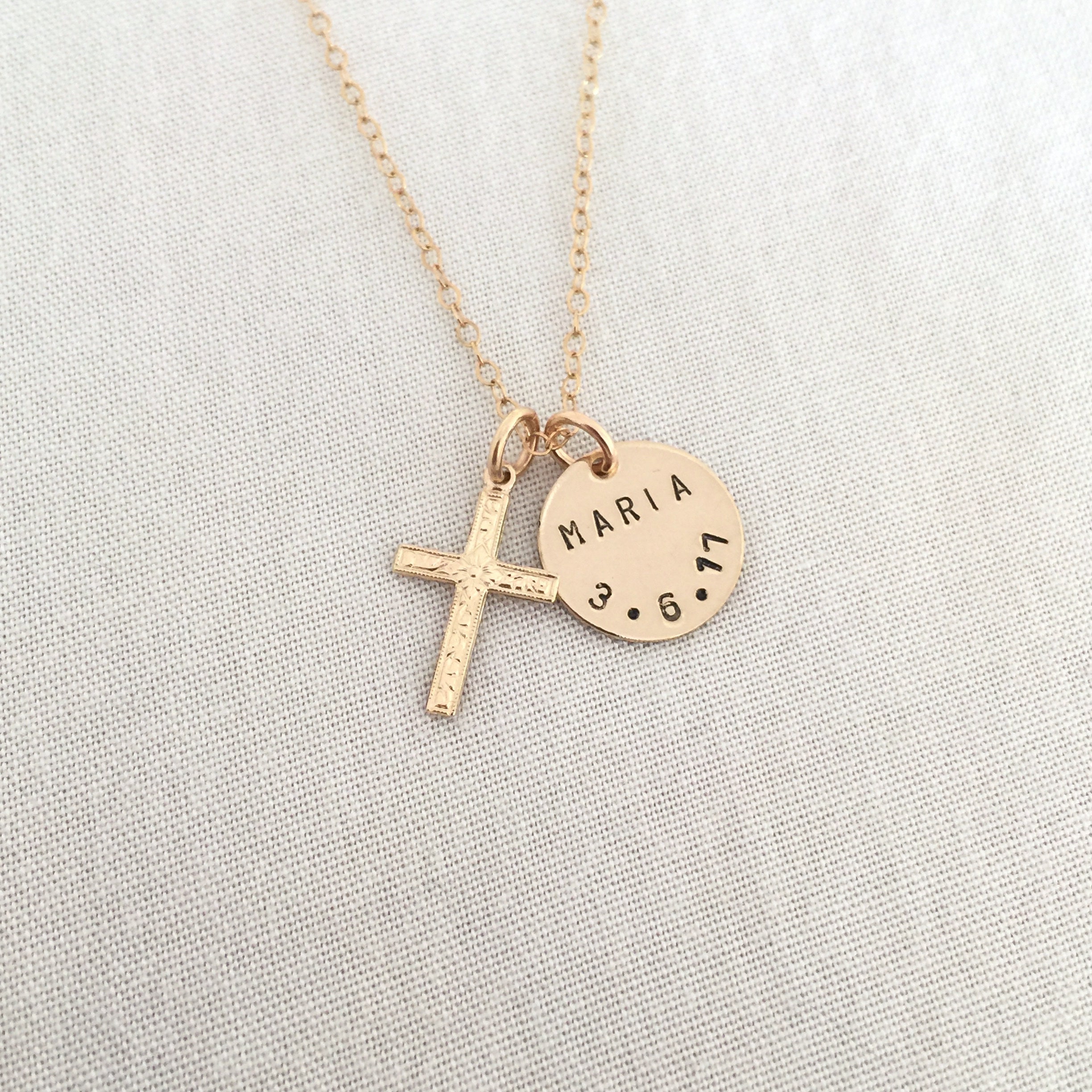 Gold Baby Cross Necklace Baby Girl First Communion Gift | Etsy
