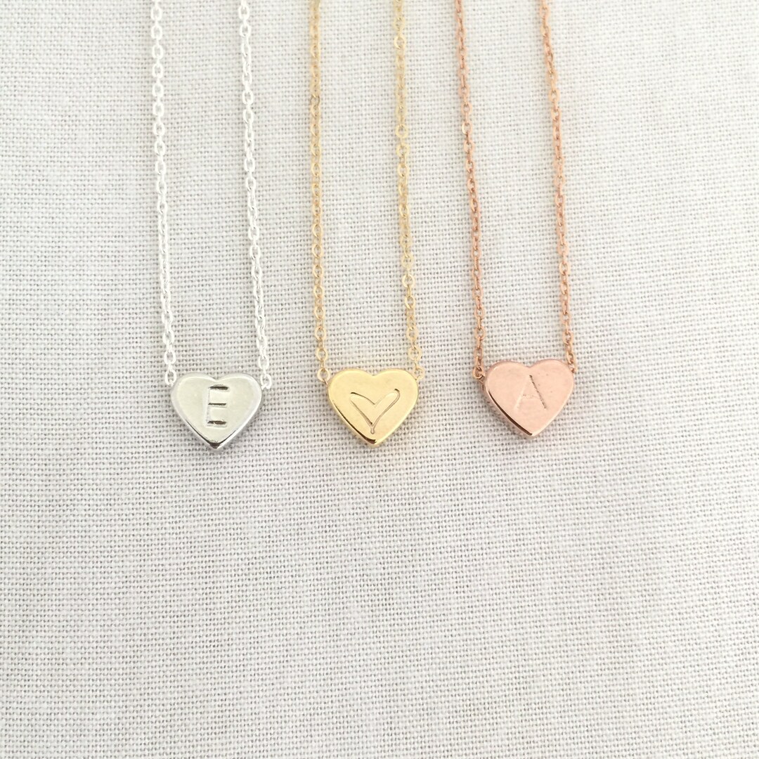 Personalised Dainty Heart Necklace, Little Girl Necklace, Tiny Heart ...