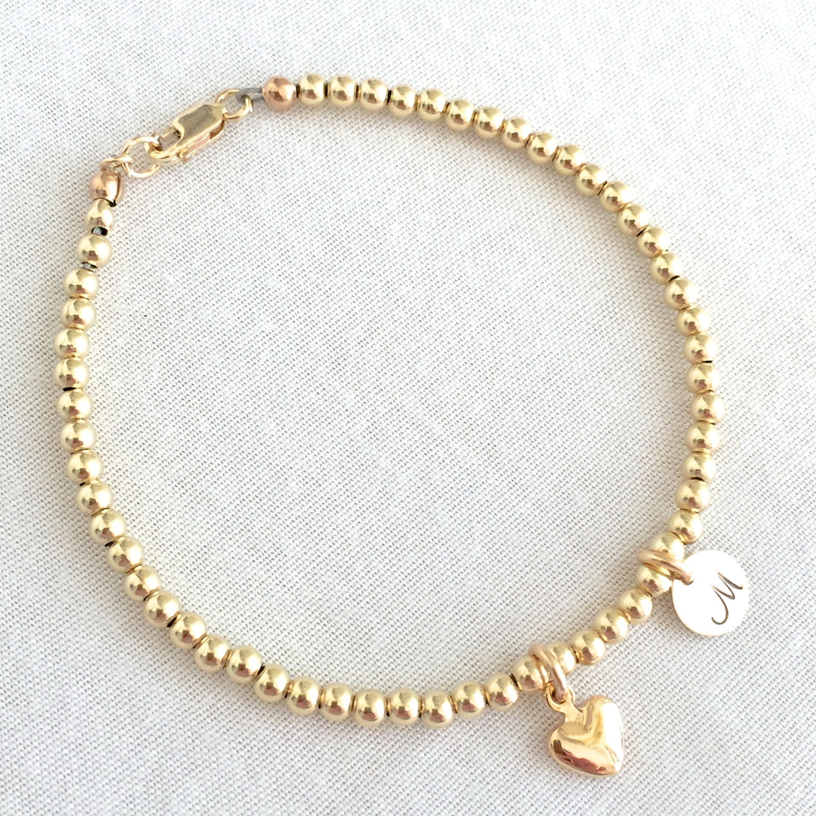 Personalized Baby Bracelet, Children Bracelet, Initial Disc, Bridesmaid ...