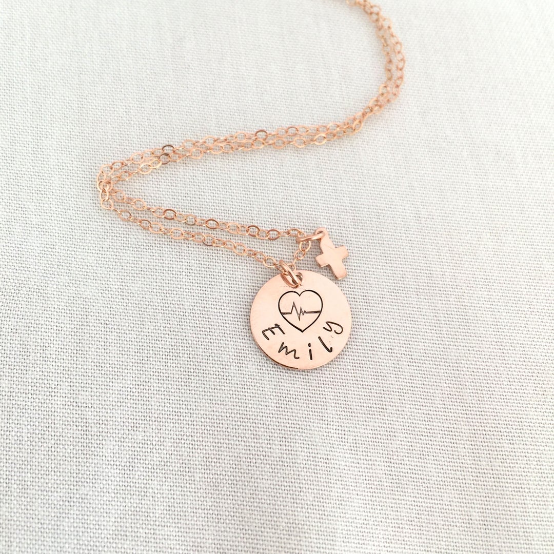 Personalized ER Nurse Necklace, Nurse Jewelry, Cross Necklace, Medical ...