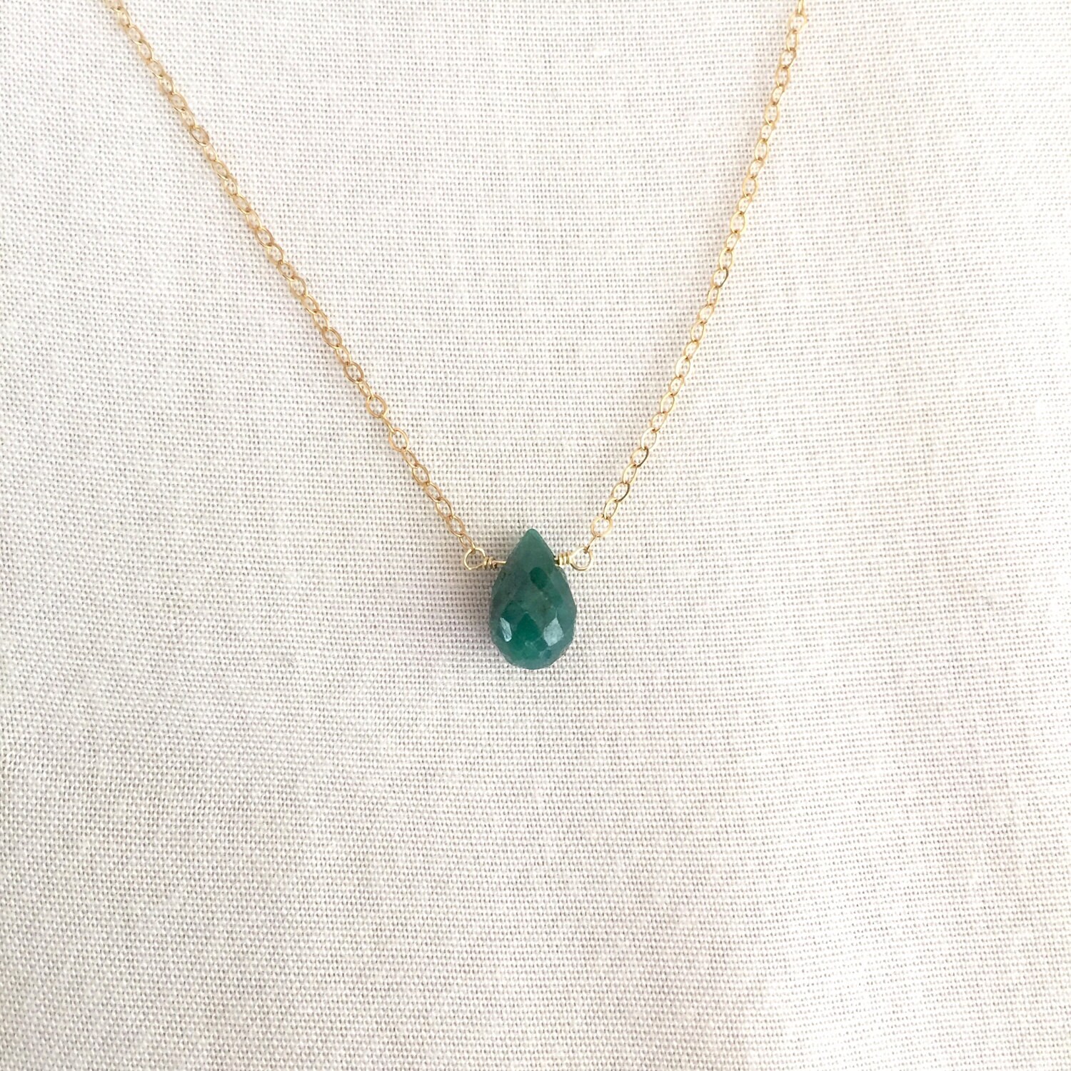 Gemstone Emerald Necklace May Birthstone Natural Gemstone | Etsy