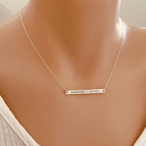 Sterling Silver Medical ID Necklace, Gold Allergy Necklace, Type 1 ...