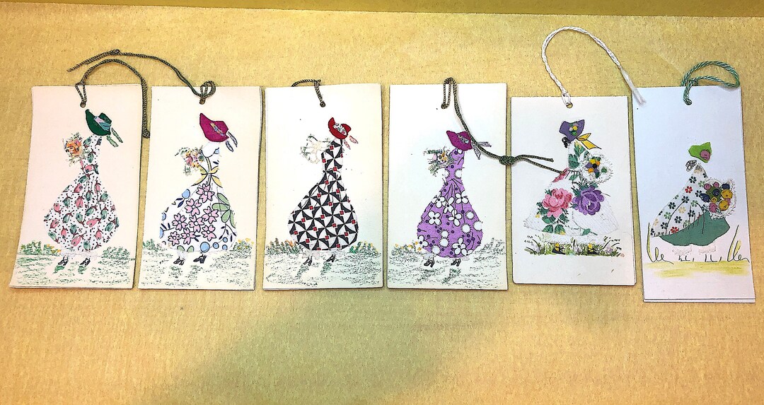 Vintage Bridge Table Tally Score Cards Handmade Set/6 Ladies With Fancy ...