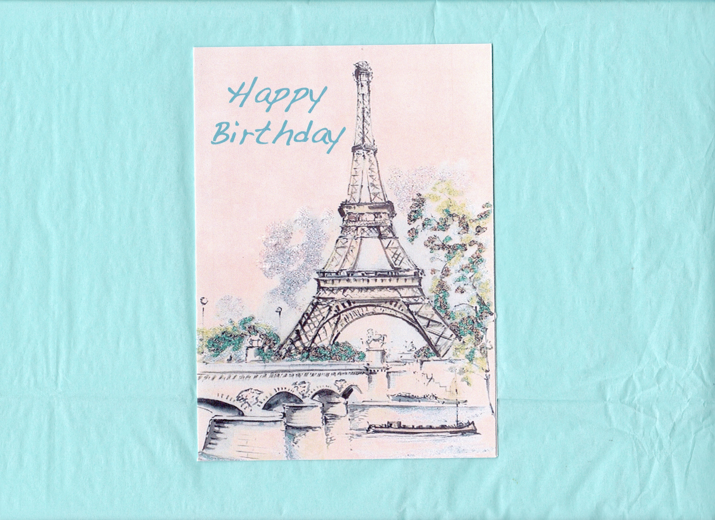 Happy Birthday From Paris ... Eiffel Tower - 5x7 Greeting Card - Etsy