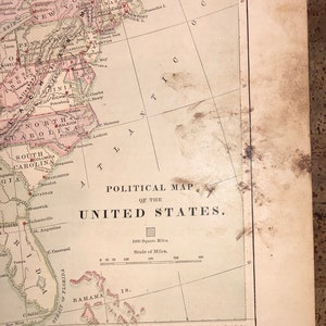 Antique Map 1875 Political Map of USA Showing All the States and ...