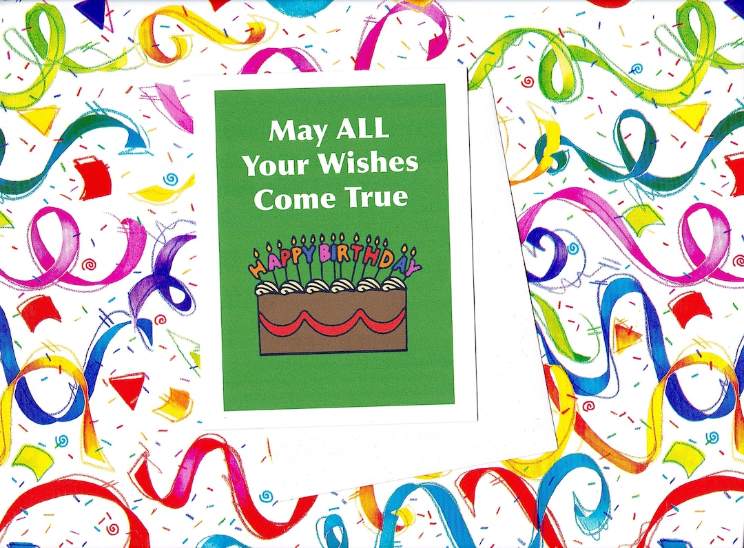 Happy Birthday Card - May All Your Wishes Come True - Greeting Note ...