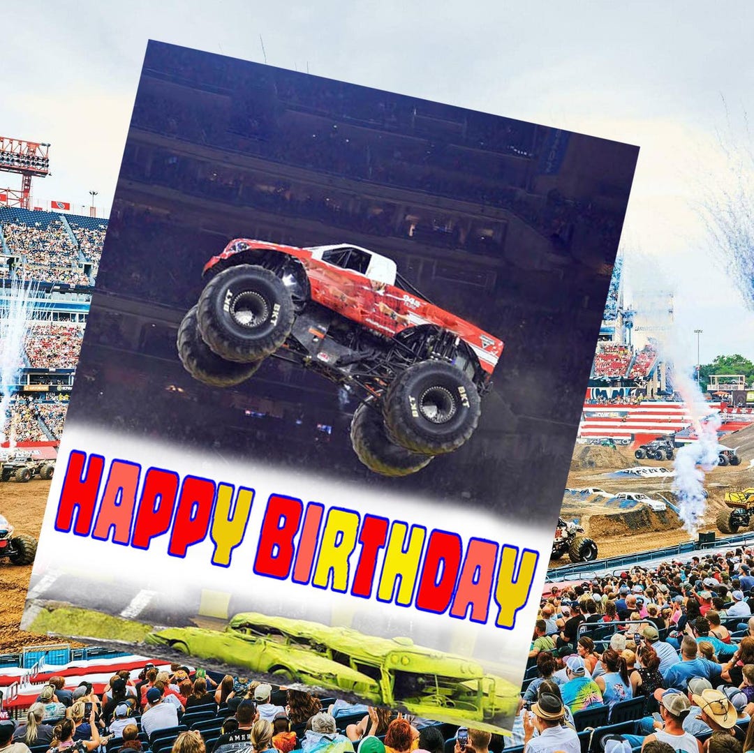 Monster Truck Happy Birthday Card - Etsy