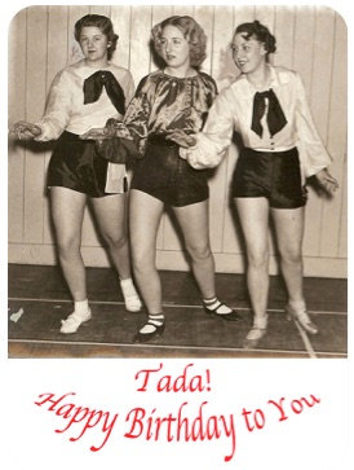 Birthday Greeting Note Card - Tada Happy Birthday From Three Lovely Tap ...
