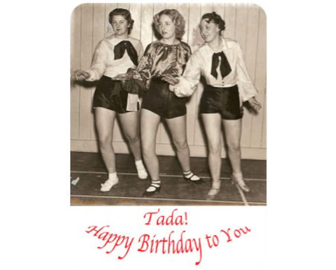 Birthday Greeting Note Card - Tada Happy Birthday From Three Lovely Tap ...