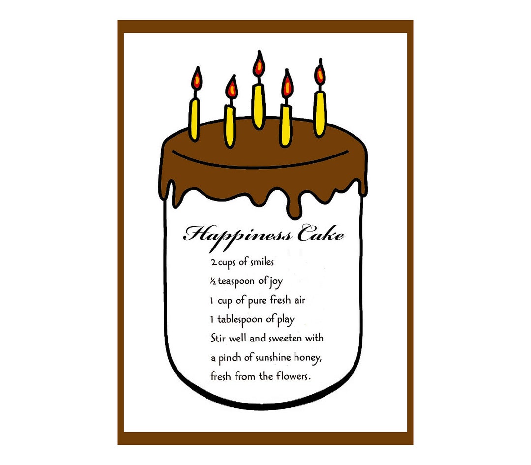 Birthday Greeting Note Card - Happiness Cake - Etsy