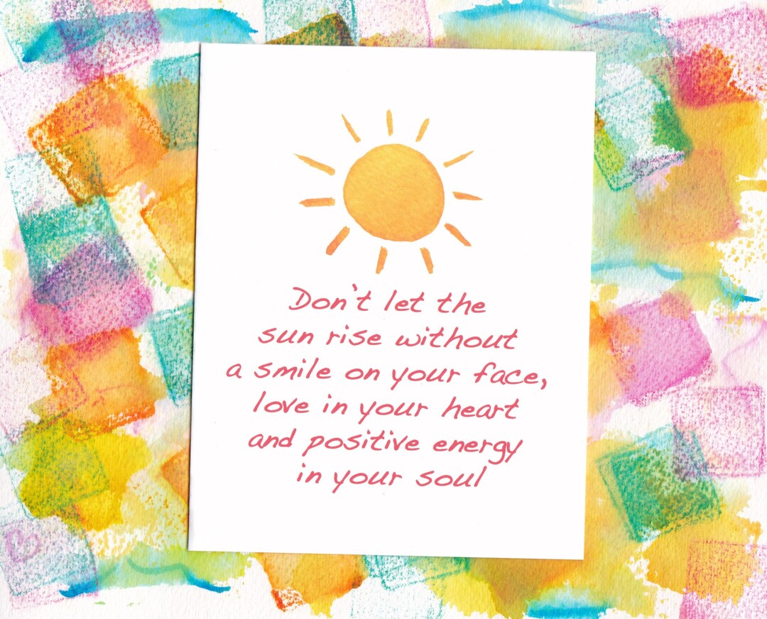 Greeting Note Card - Smile Love Positive Energy - Etsy