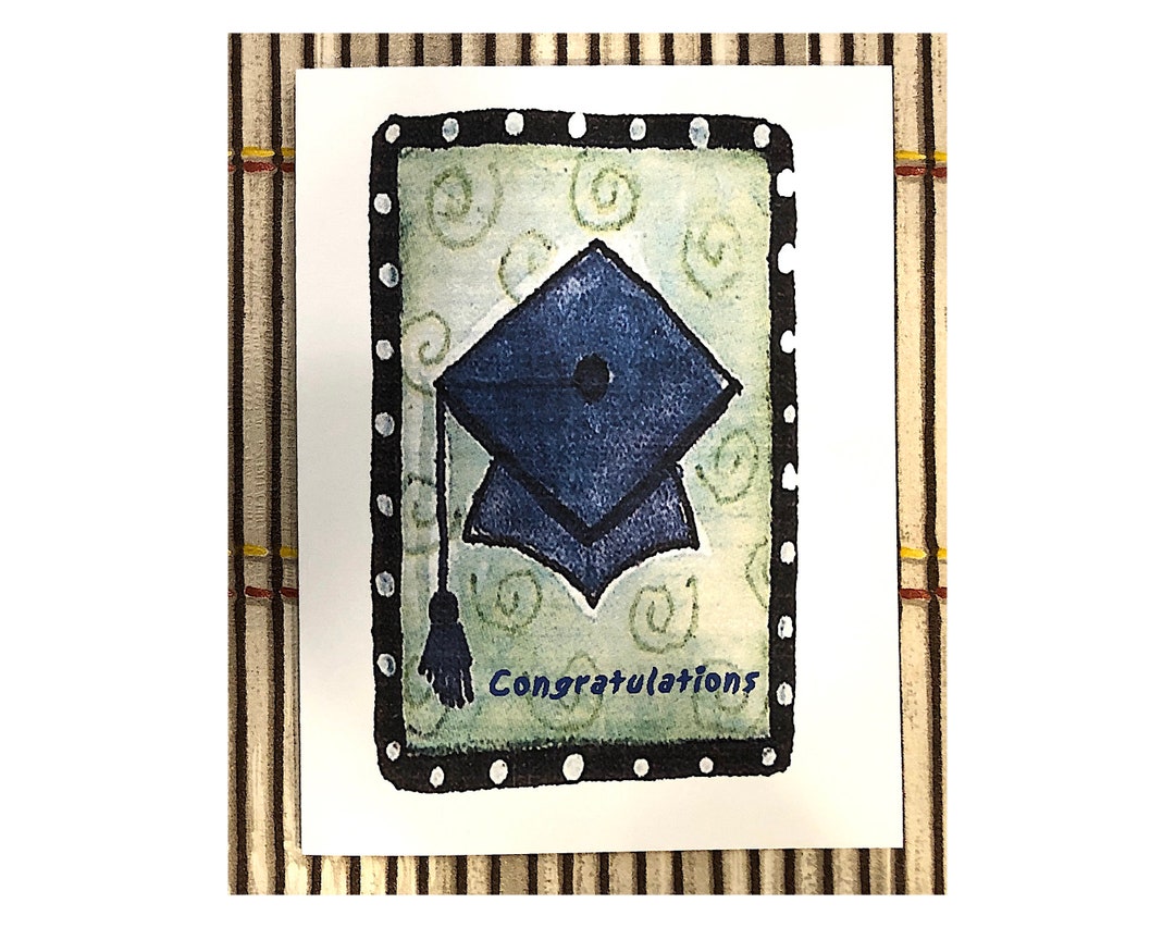 Graduation Card With Grad Cap Congratulations - Etsy