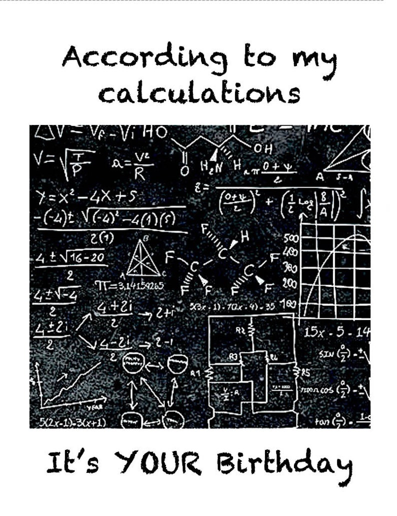 Happy Birthday Card - by My Calculations ... Greeting Note Card - Etsy
