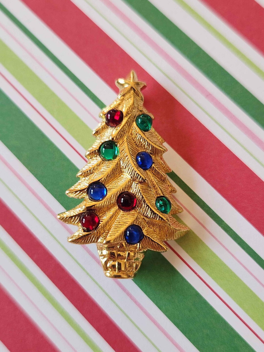 Monet Signed Gold Tone Christmas Tree Vintage Holiday Brooch - Etsy