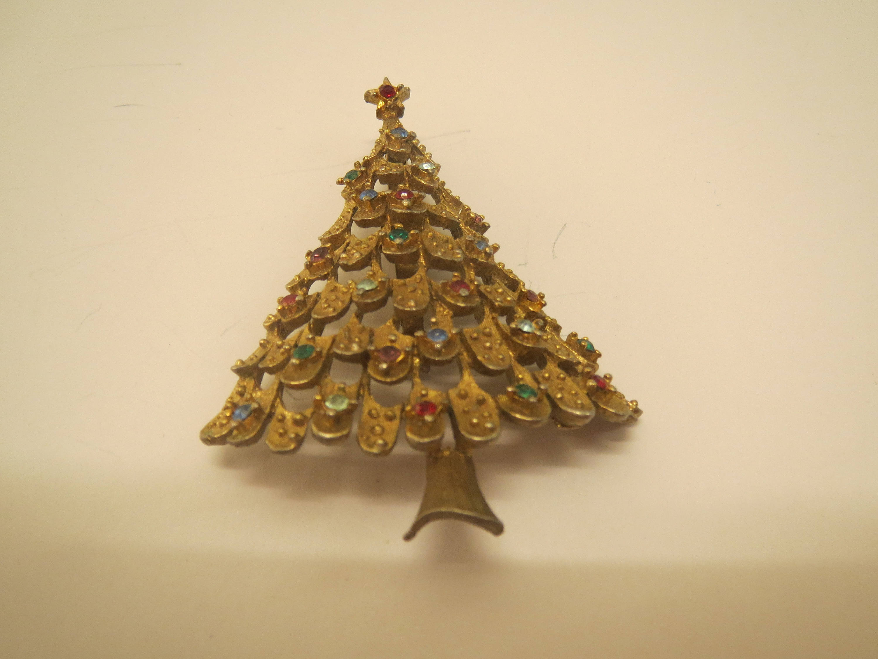 JJ Signed Christmas Tree With Rhinestones Vintage Brooch Pin - Etsy