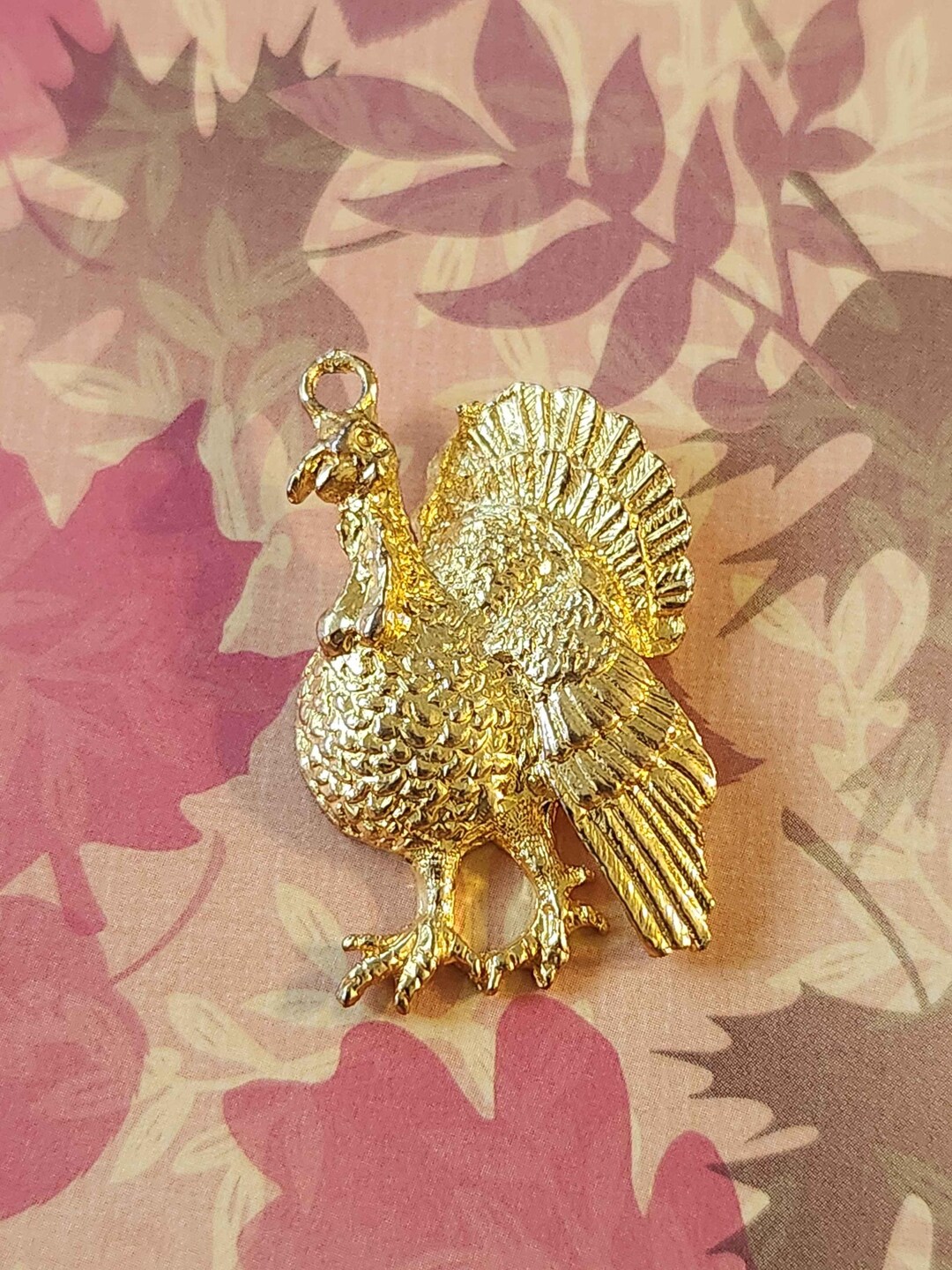 Vintage Golden Turkey Thanksgiving Pendant Signed Phister Ent 1996 - Etsy