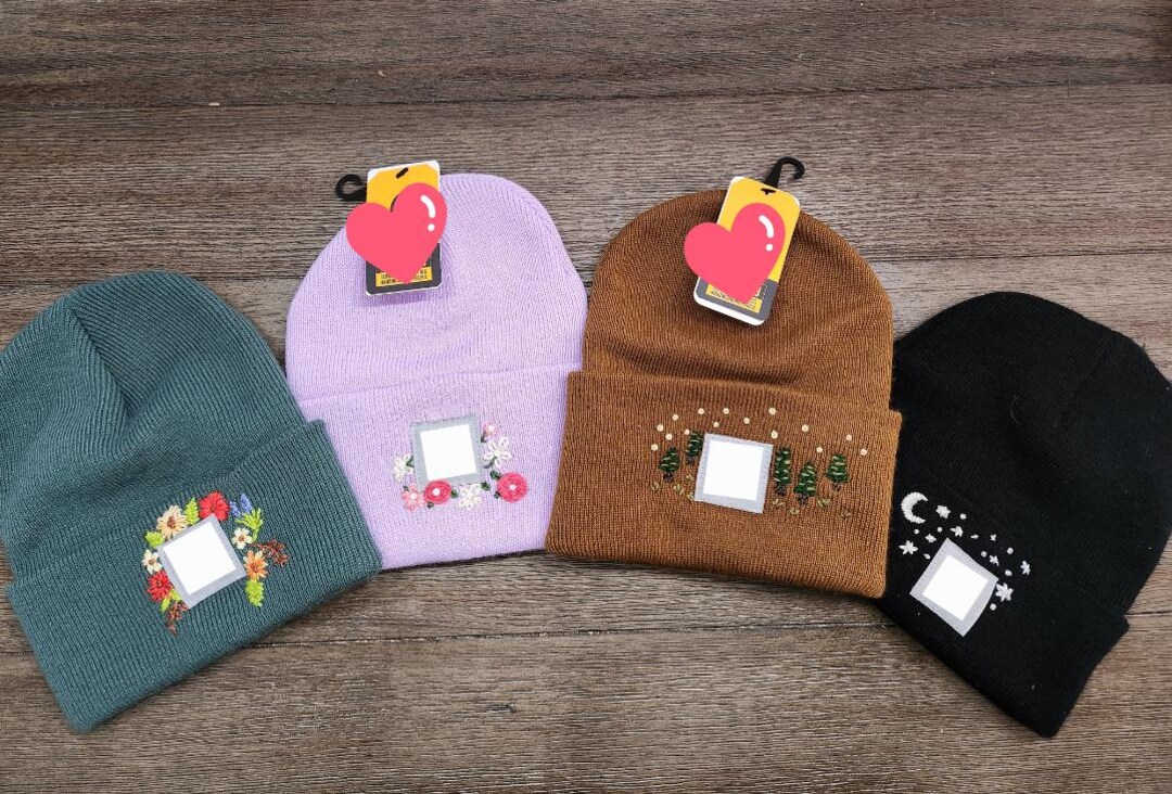 Custom Hand Embroidered Knit Beanie Hats - Etsy