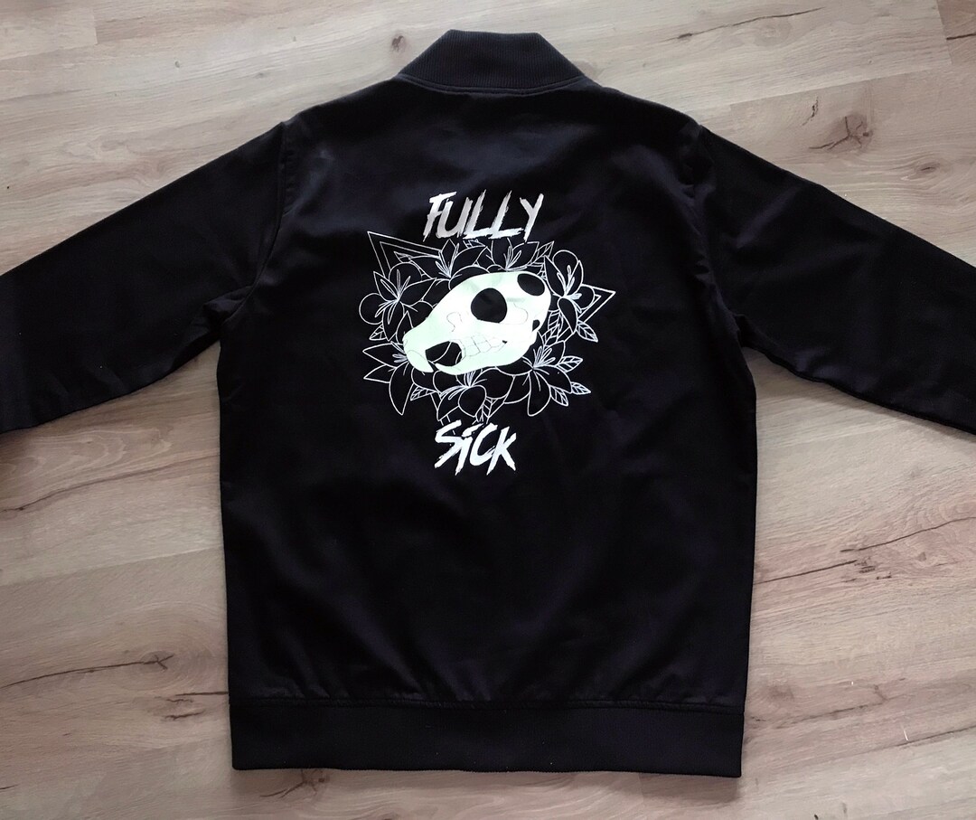 HAND PRINTED Fully Sick Glow in the Dark Bomber Jacket / Screen Printed ...