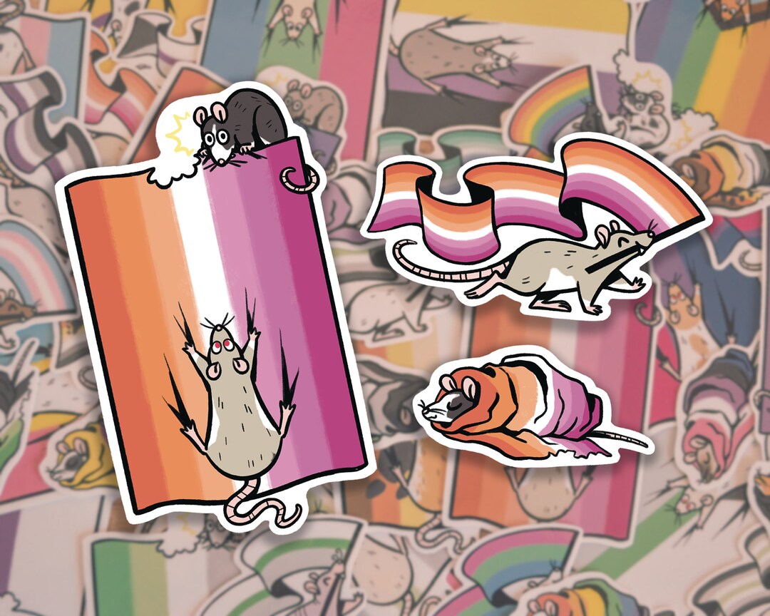 Lesbian Pride Rat Vinyl Stickers Cute LGBT Sticker Set Love is Love ...