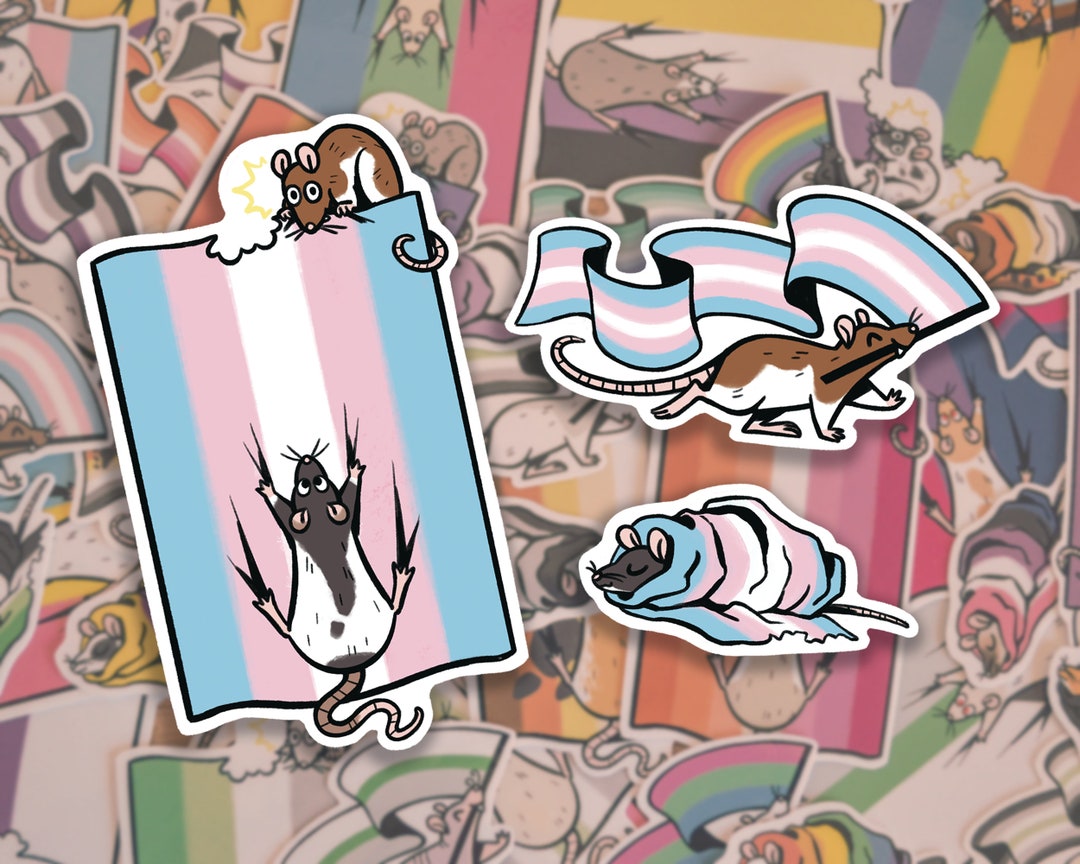 Trans Pride Rat Vinyl Stickers | Cute LGBT+ Sticker Set | Love is Love ...