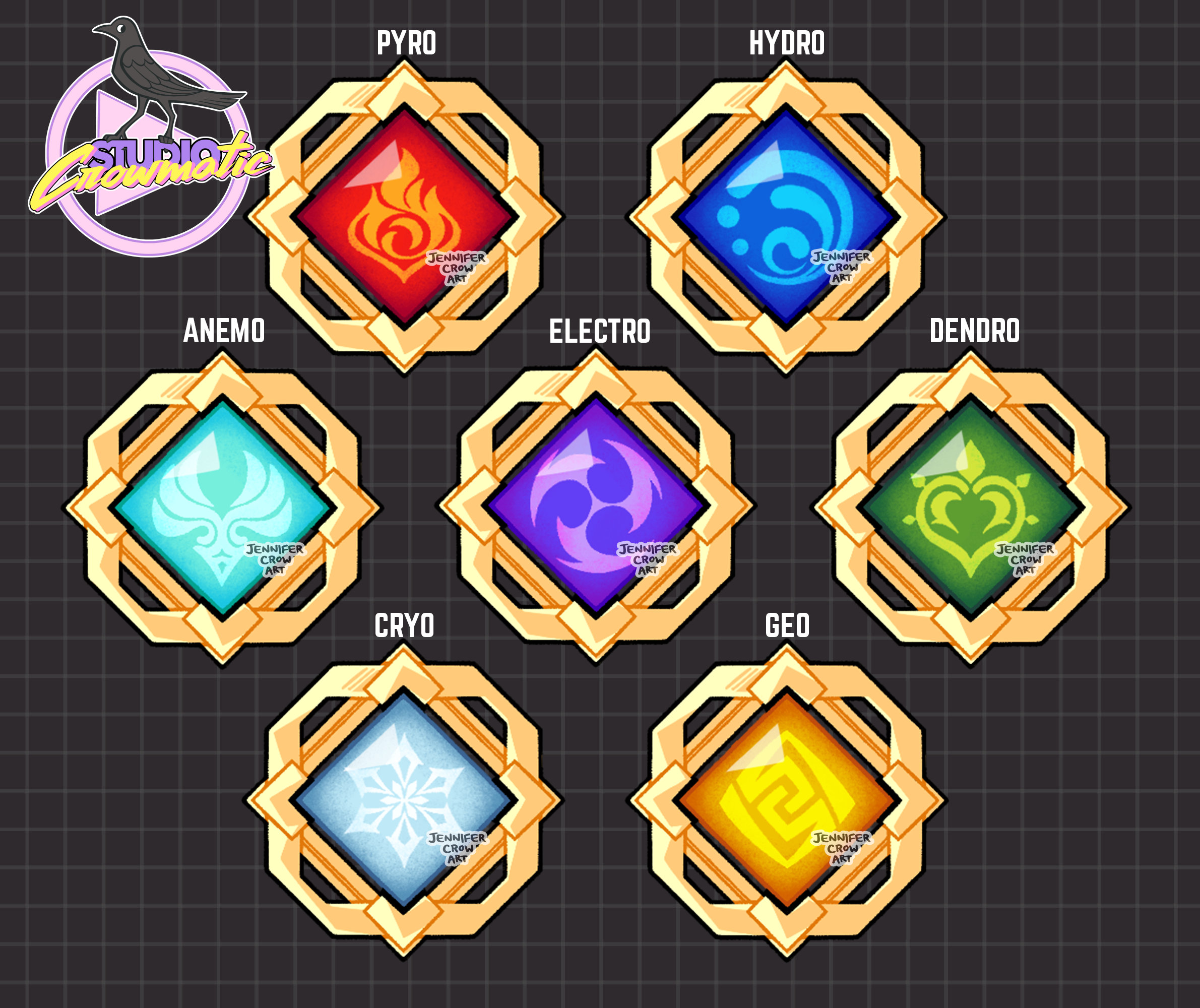 Liyue vision charms / Genshin Impact / Glitter charm / | Etsy