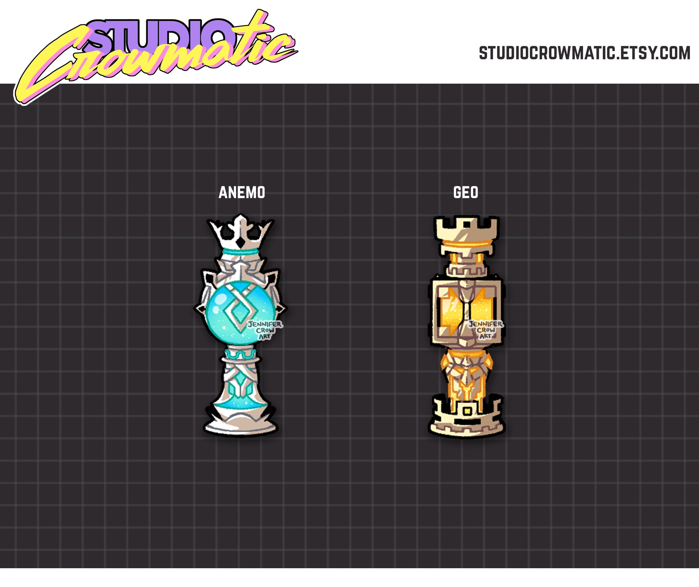 Geo und Anemo Gnosis Acryl Ohrringe / Genshin Impact / Glitzer - Etsy.de