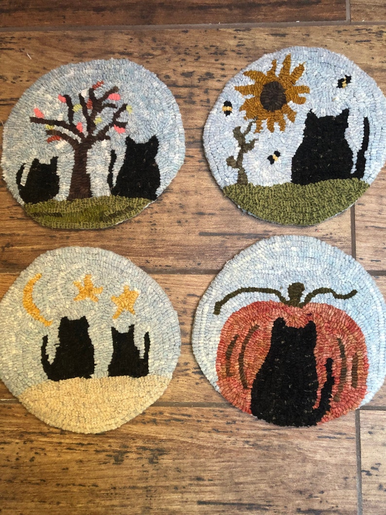Seasons of Black Cats Rug Hooking Patterns - Etsy