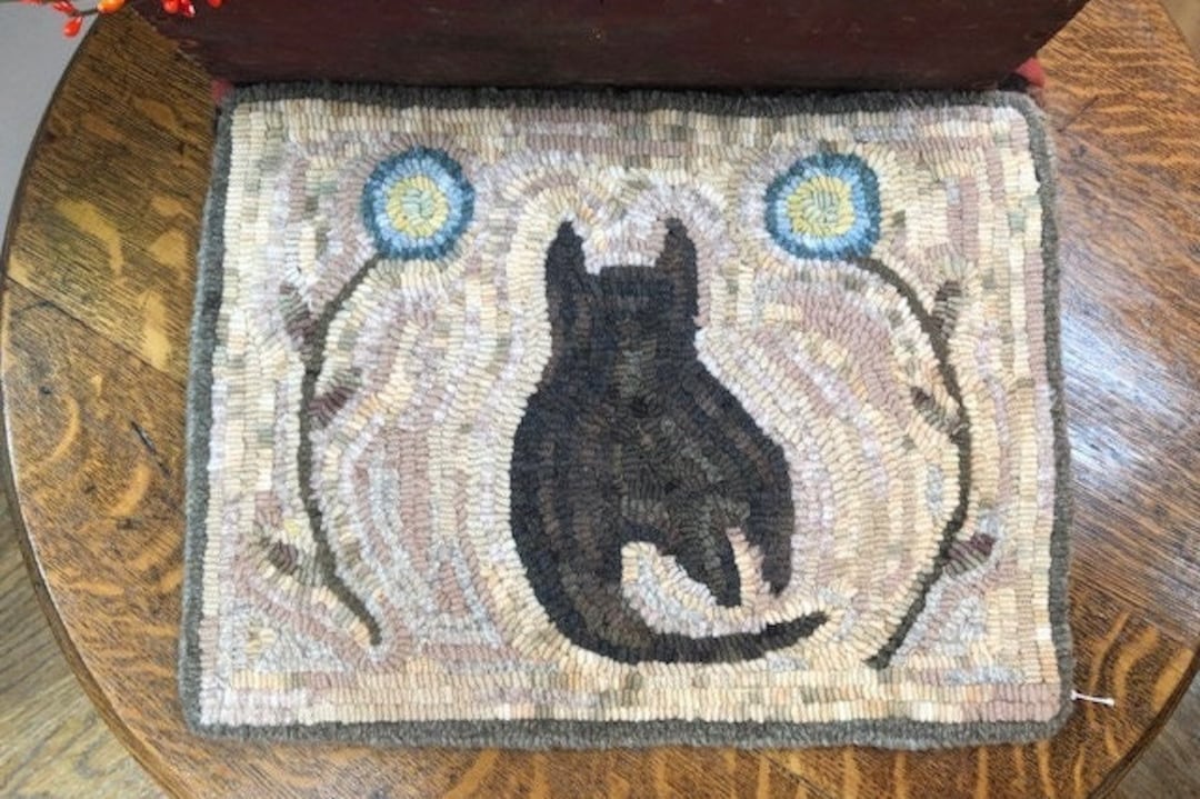 Prim Cat Hooked Rug - Etsy