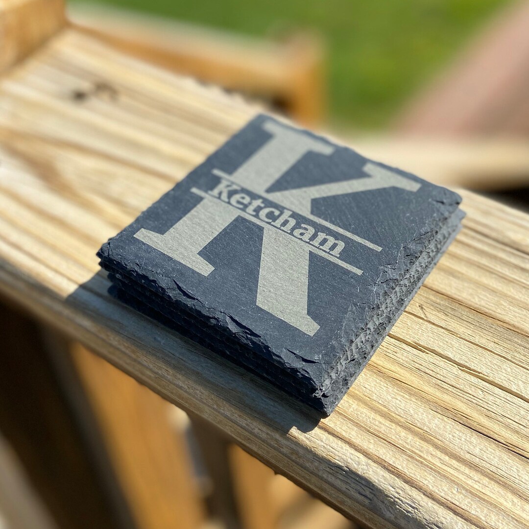 Slate Coaster Set Personalized Engraved Coasters Monogrammed - Etsy